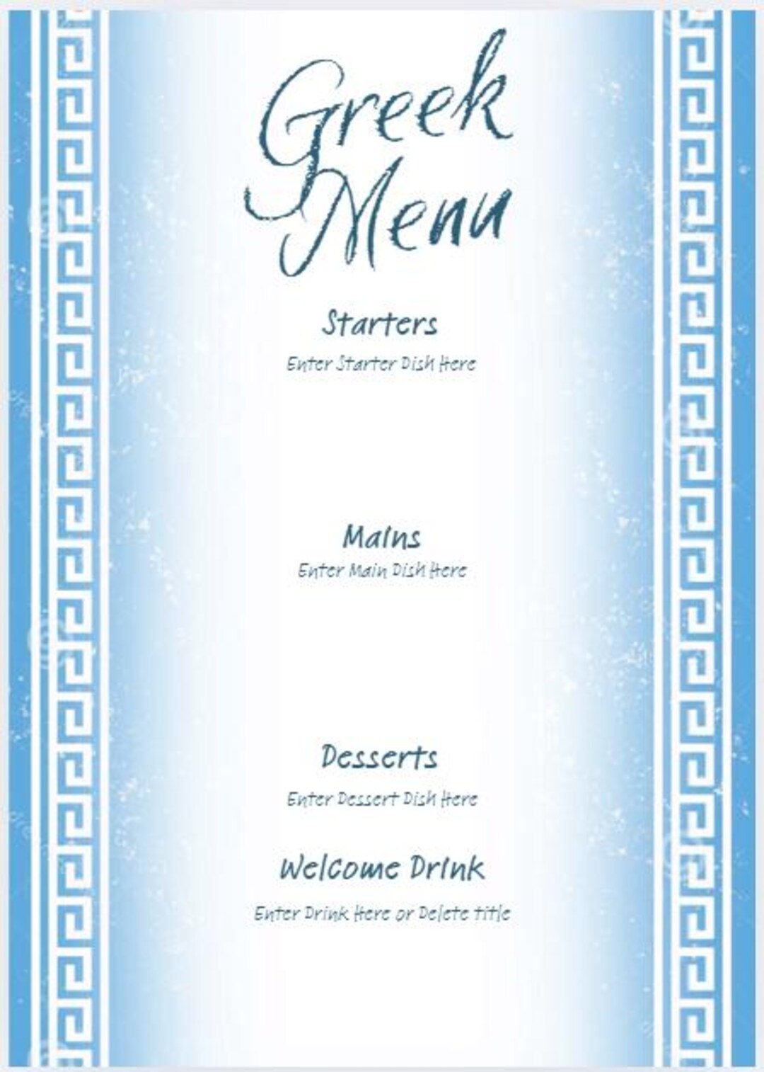 Greek Themed Menu - Etsy