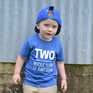 TWO Whole Years of Awesome - 2nd Birthday Shirt Boy - Front and Back ...