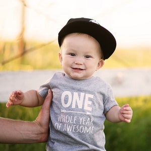 ONE Whole Year of Awesome - 1st Birthday Shirt - Front and Back Design ...
