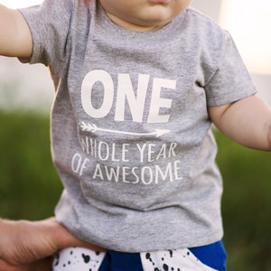 ONE Whole Year of Awesome - 1st Birthday Shirt - Front and Back Design ...