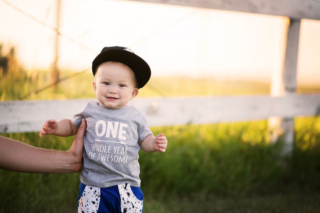 ONE Whole Year of Awesome - 1st Birthday Shirt - Front and Back Design ...