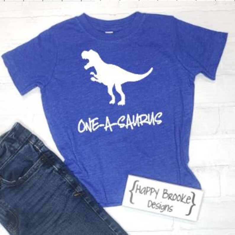 ONE-A-SAURUS - 1st Birthday Shirt - Front and Back Design - Name on ...