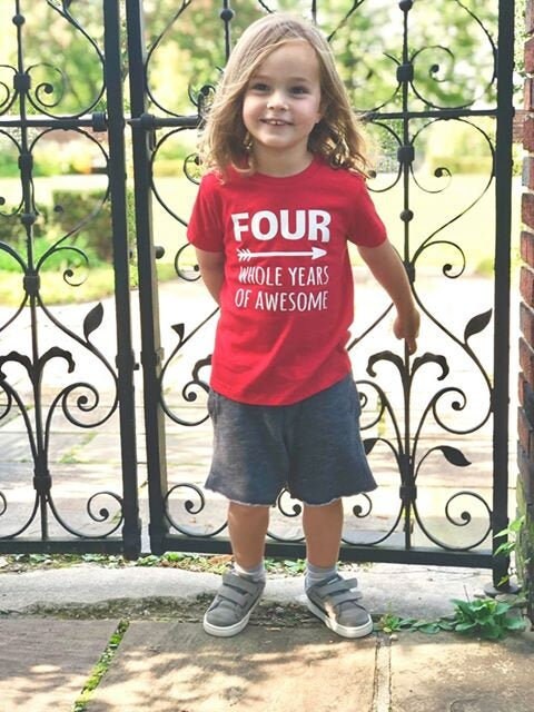 FOUR Whole Years of Awesome 4th Birthday shirt Name on | Etsy