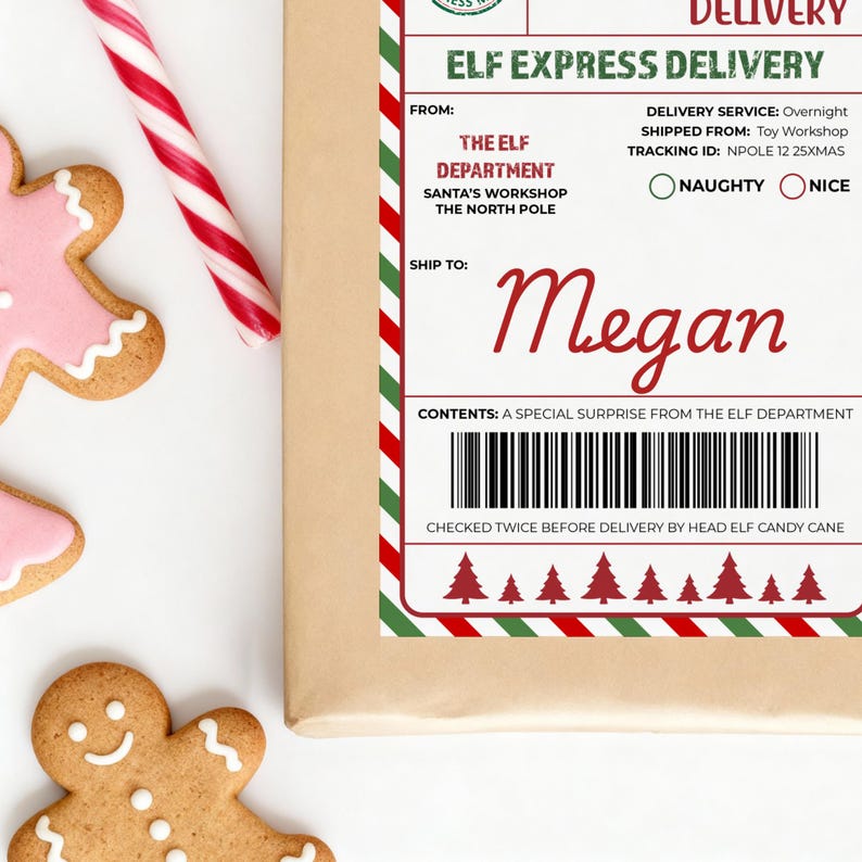 Elf Delivery Tag Printable – Editable Name – North Pole Label + 3 Free ...