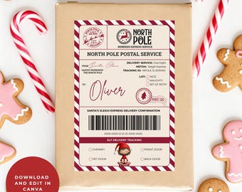 Elf Delivery Tag Printable – Editable Name – North Pole Label + 3 Free ...