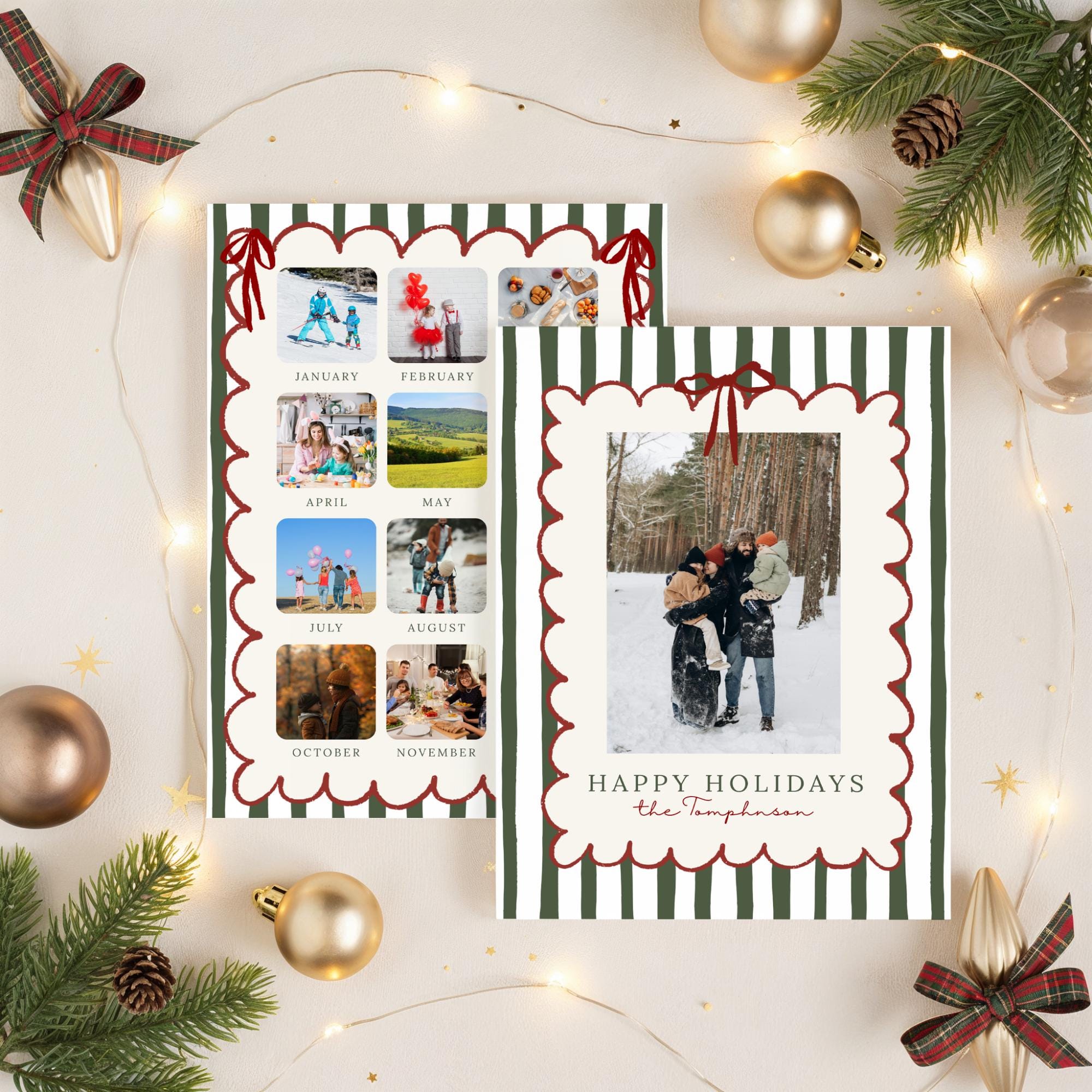 Editable Holiday Photo Card Template | Year in Review (canva) - Etsy