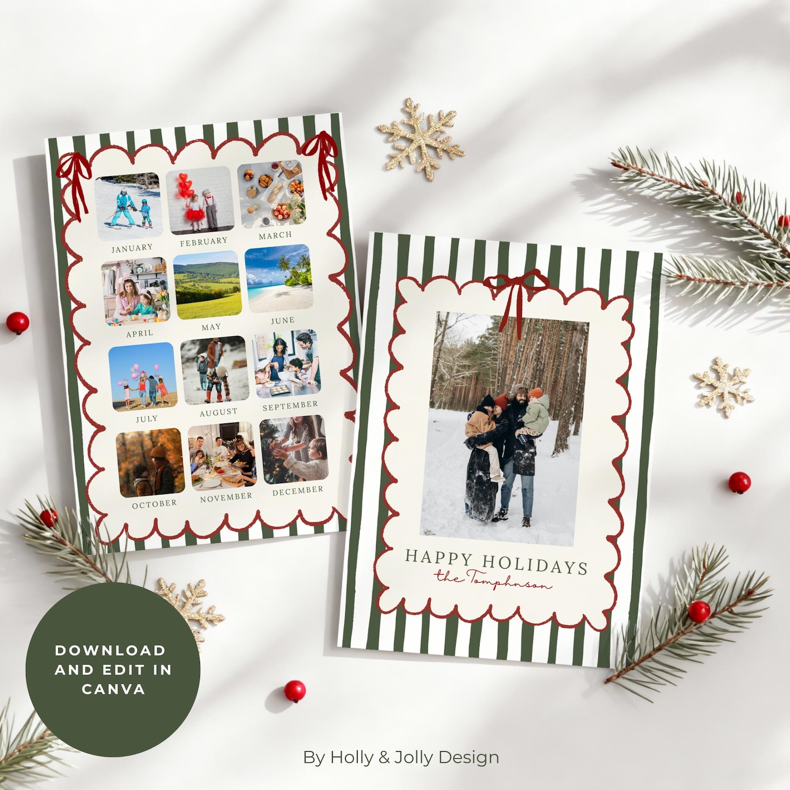 Editable Holiday Photo Card Template | Year in Review (canva) - Etsy