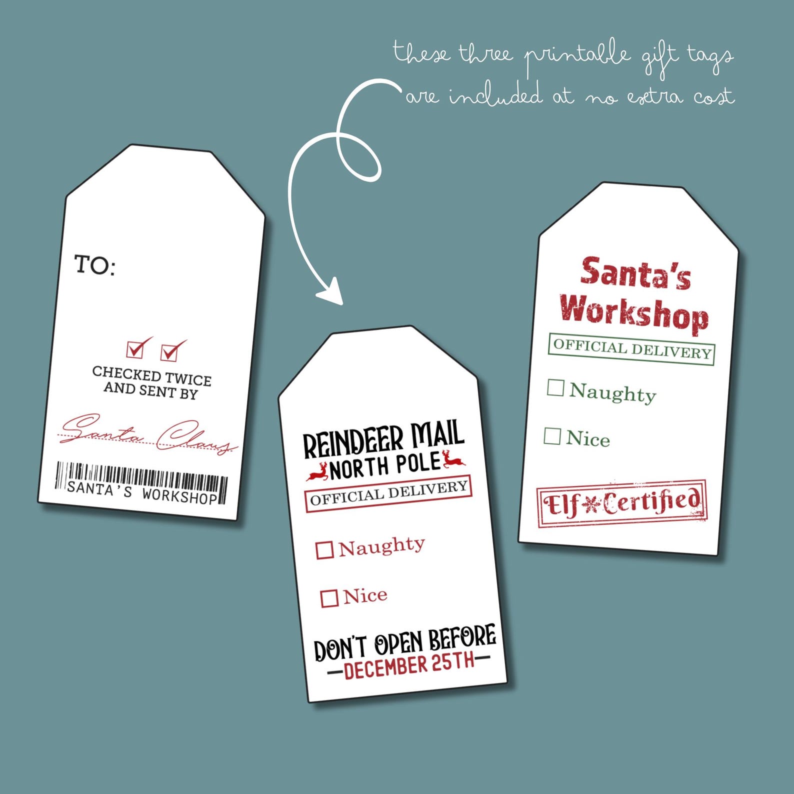 Elf Delivery Tag Printable – Editable Name – North Pole Label + 3 Free ...