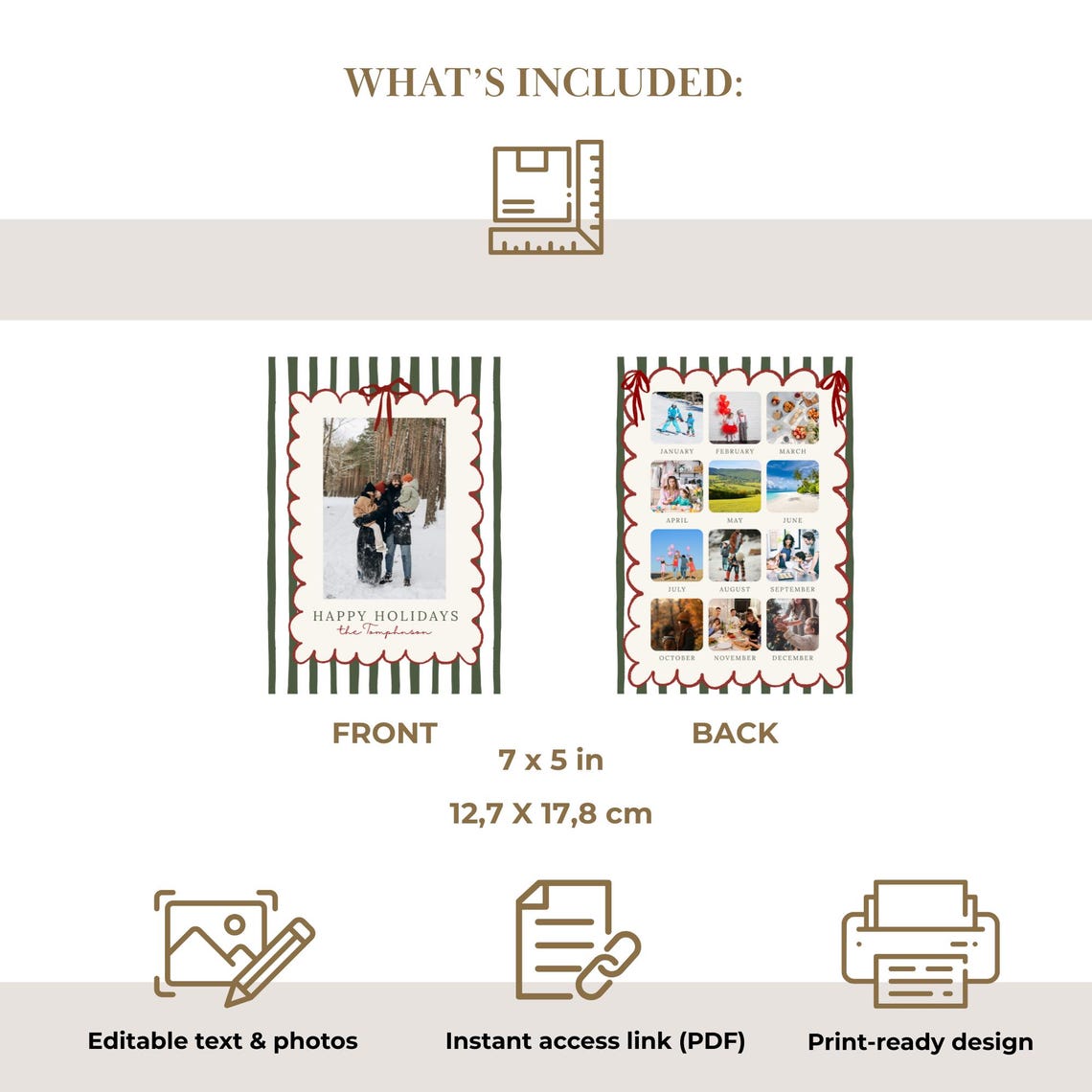 Editable Holiday Photo Card Template | Year in Review (canva) - Etsy