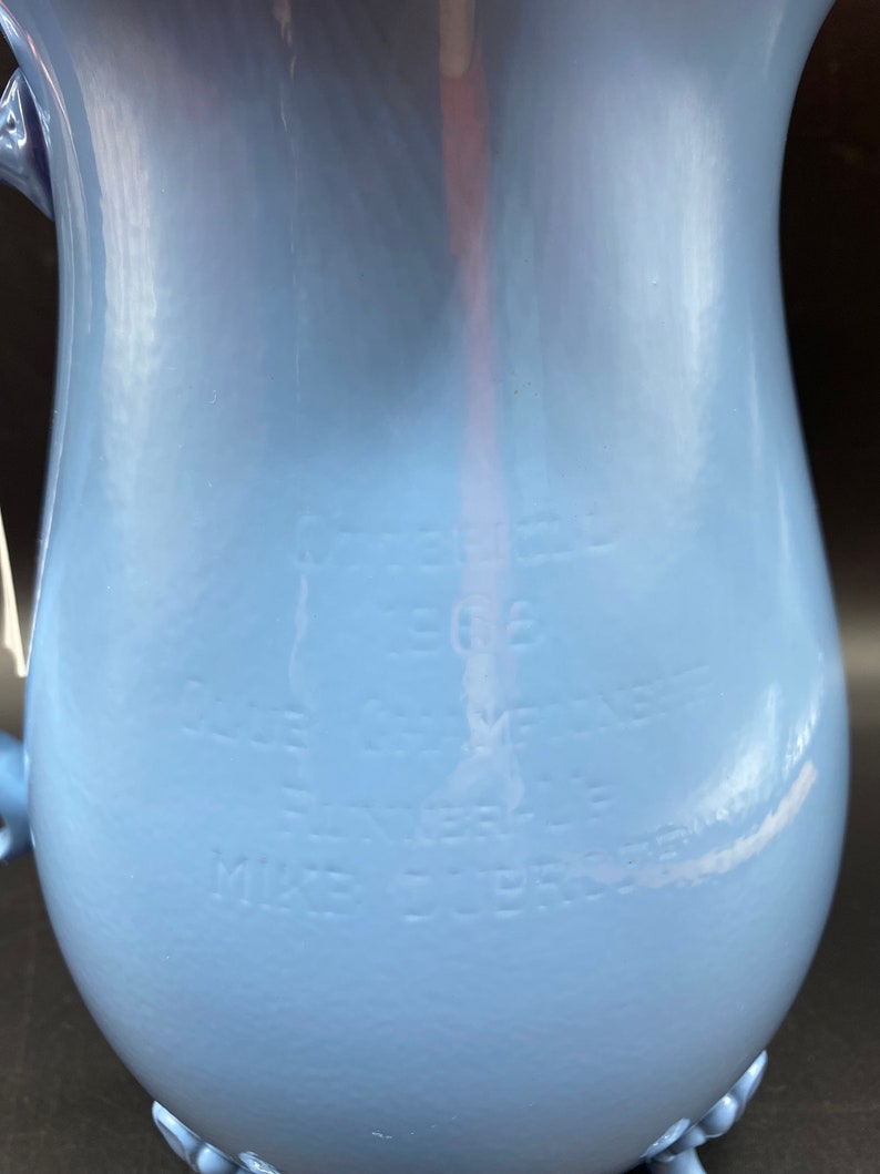 Vintage Silver Plate Footed Water Pitcher in French Blue, Resurfaced by ...