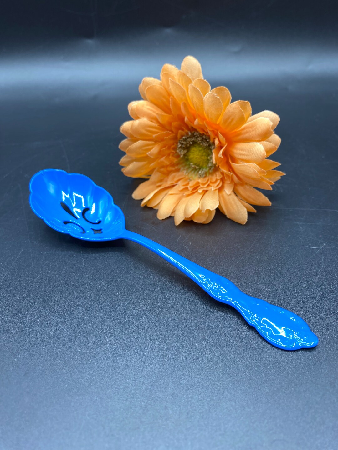 Bon Bon Spoon in Marine Blue Enamel, Vintage Silver Plate Re-cycled by ...
