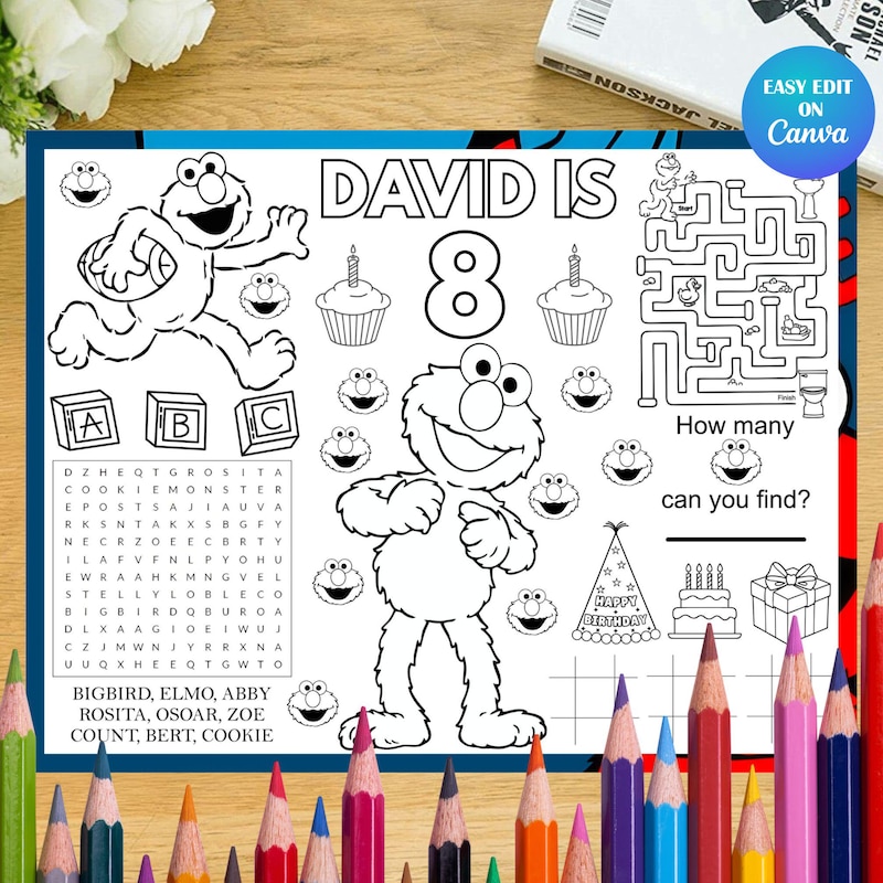 Sesame Birthday Placemat - Etsy