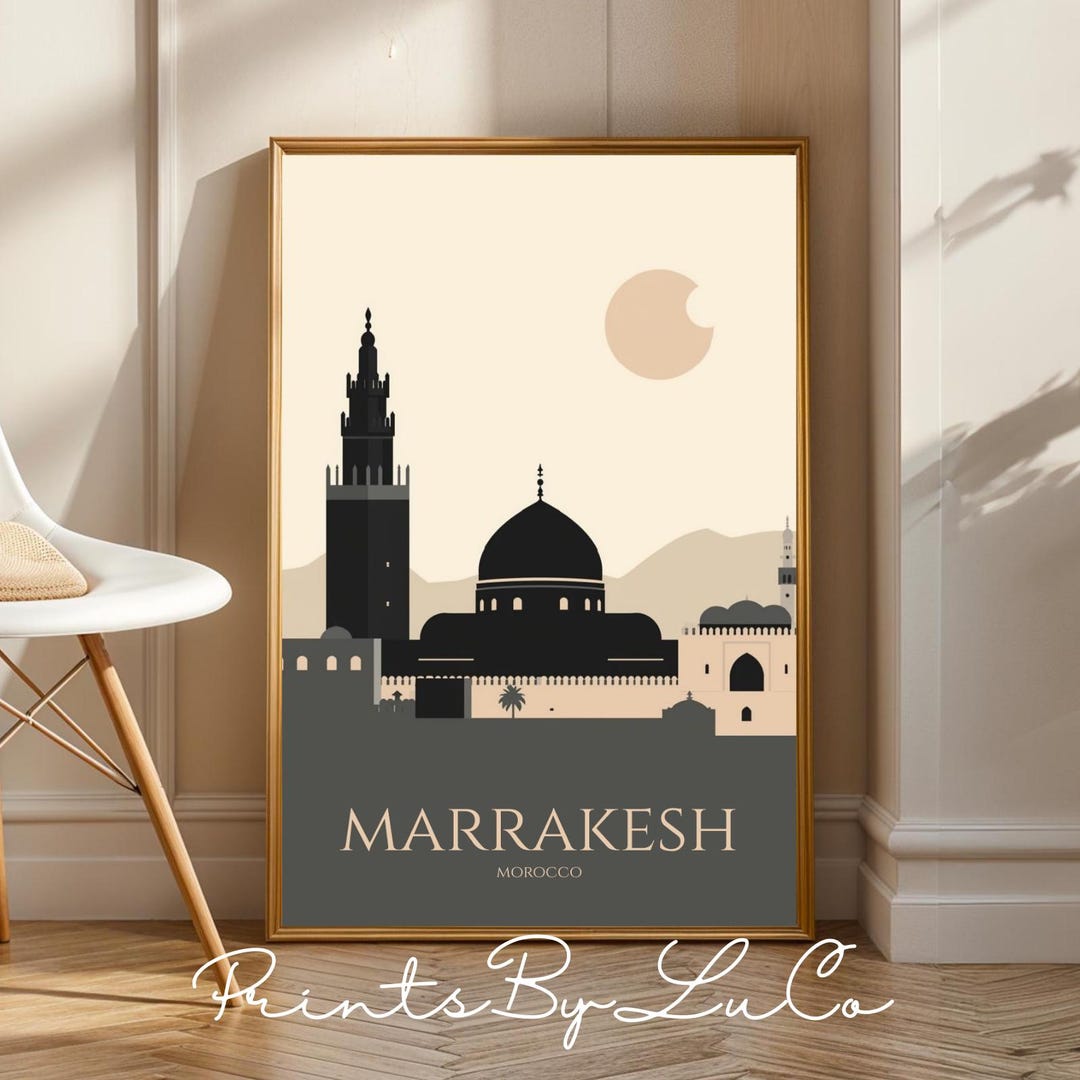 Marrakesh Skyline - Wall Art Print - Minimalist Travel Poster - Gift ...