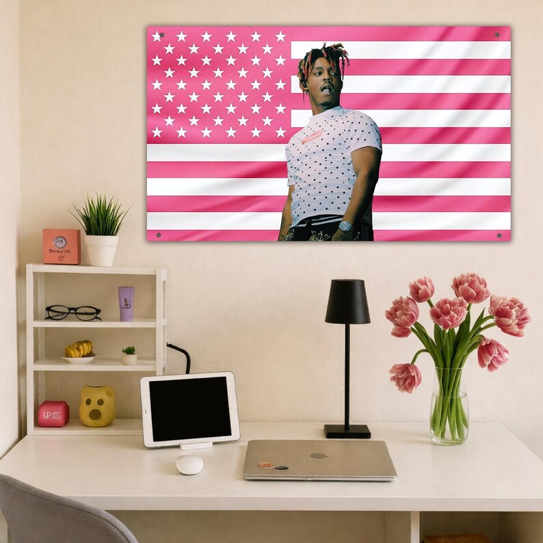 Juice WRLD Pink US Flag – Rapper Wall Flag, Hip Hop Room Decor, Music ...