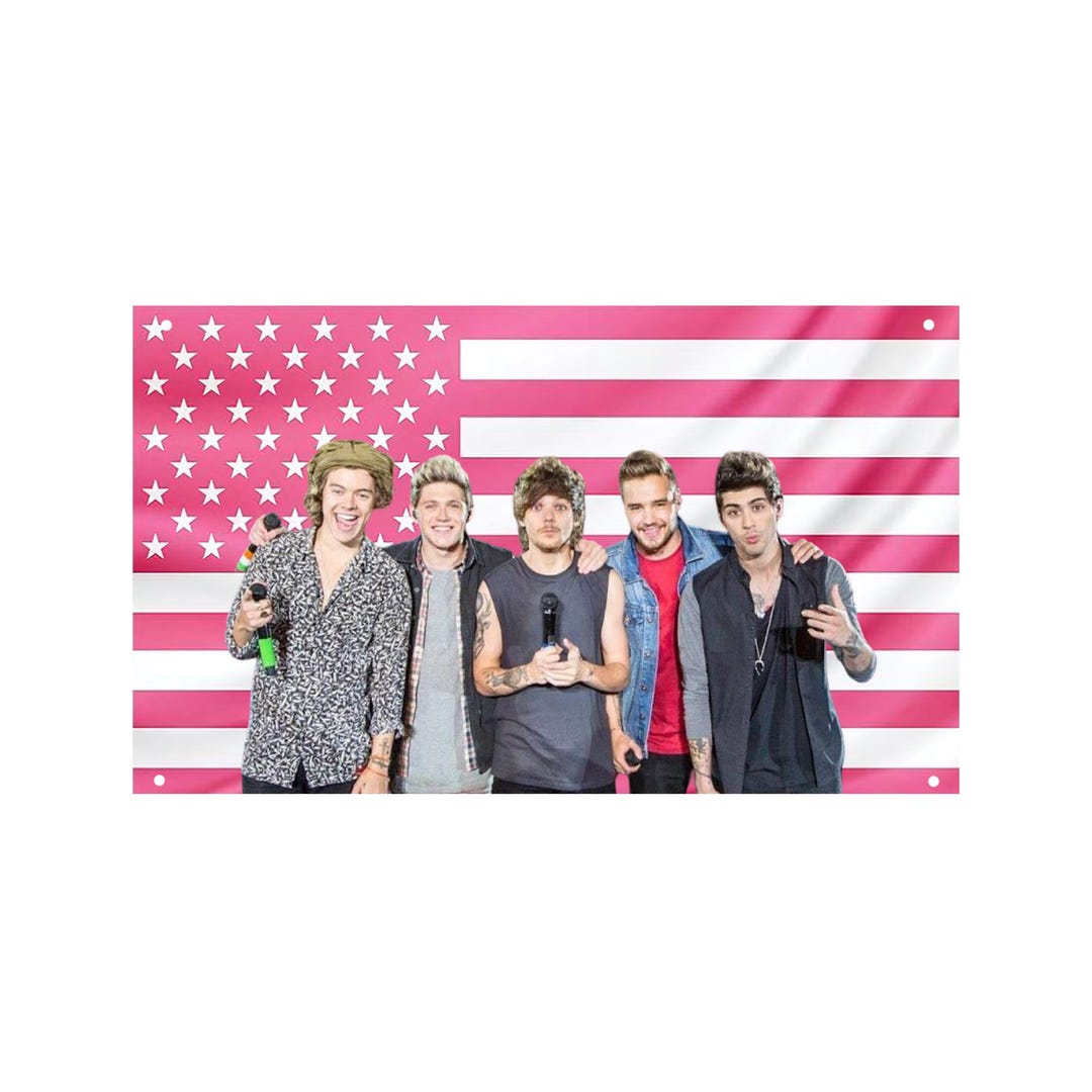 One Direction Pink US Flag – 1D Band Wall Flag, Music Room Decor, Pop ...