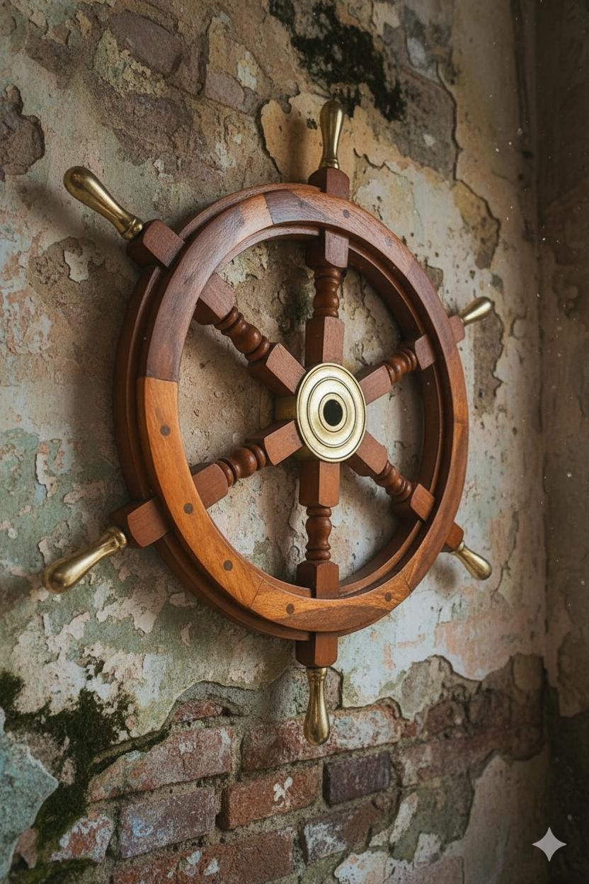 Wooden Ship Wheel With Brass Handles: Nautical Wall Decor, Nautical ...