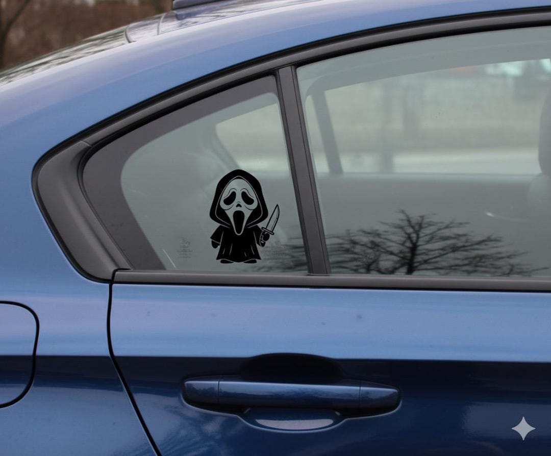 Hand-drawn Chibi Ghostface Vinyl Decal – Kawaii Slasher Horror Sticker ...