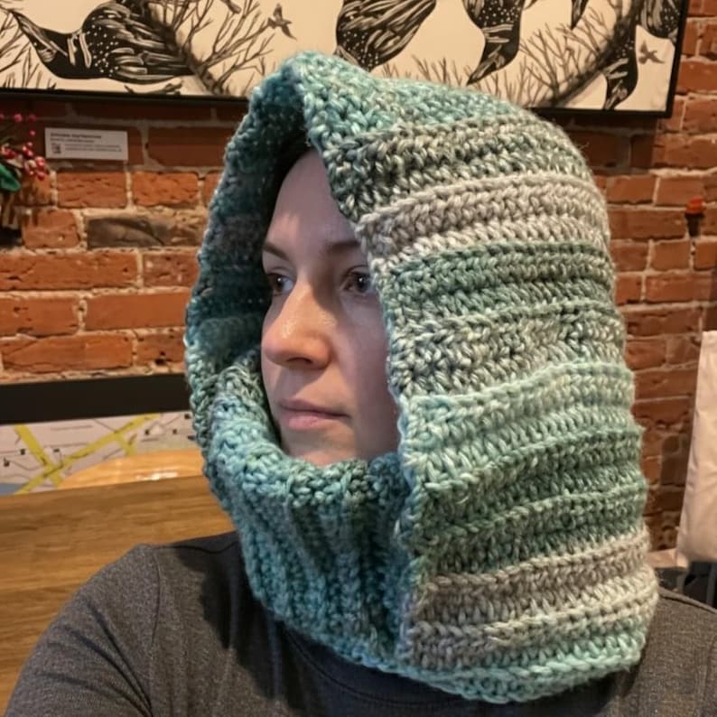 Crochet Balaclava Pattern PDF, Ribbed Hooded Cowl Turtleneck, Beginner ...