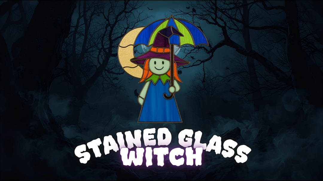 Umbrella Witch Stained Glass Pattern - Etsy