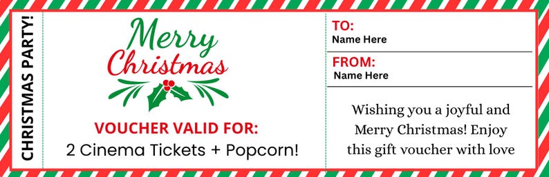 Editable Christmas Gift Voucher Template | Canva Printable Coupon ...