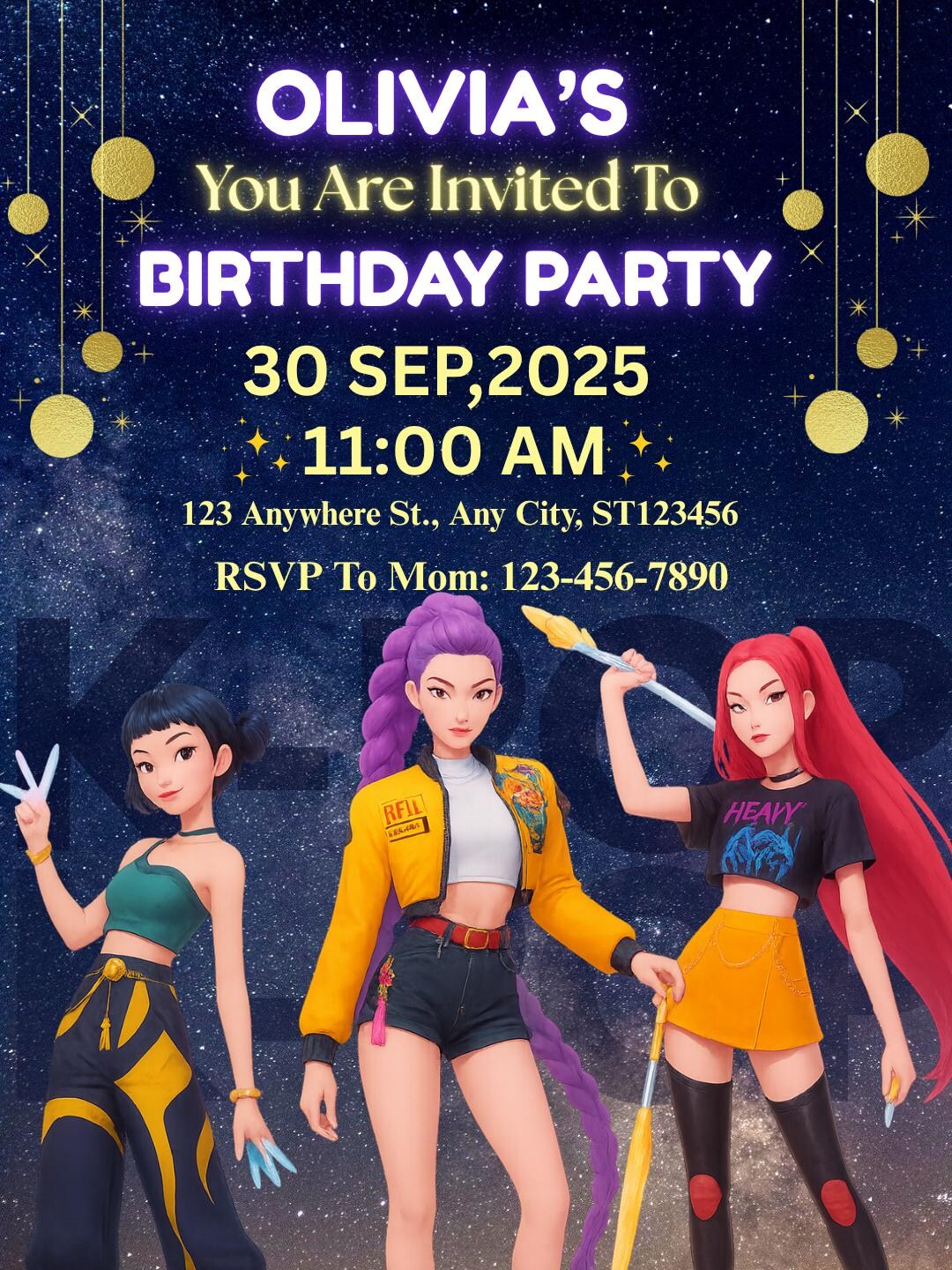Editable Birthday Invitation, Custom Digital Demon Party Invitation ...