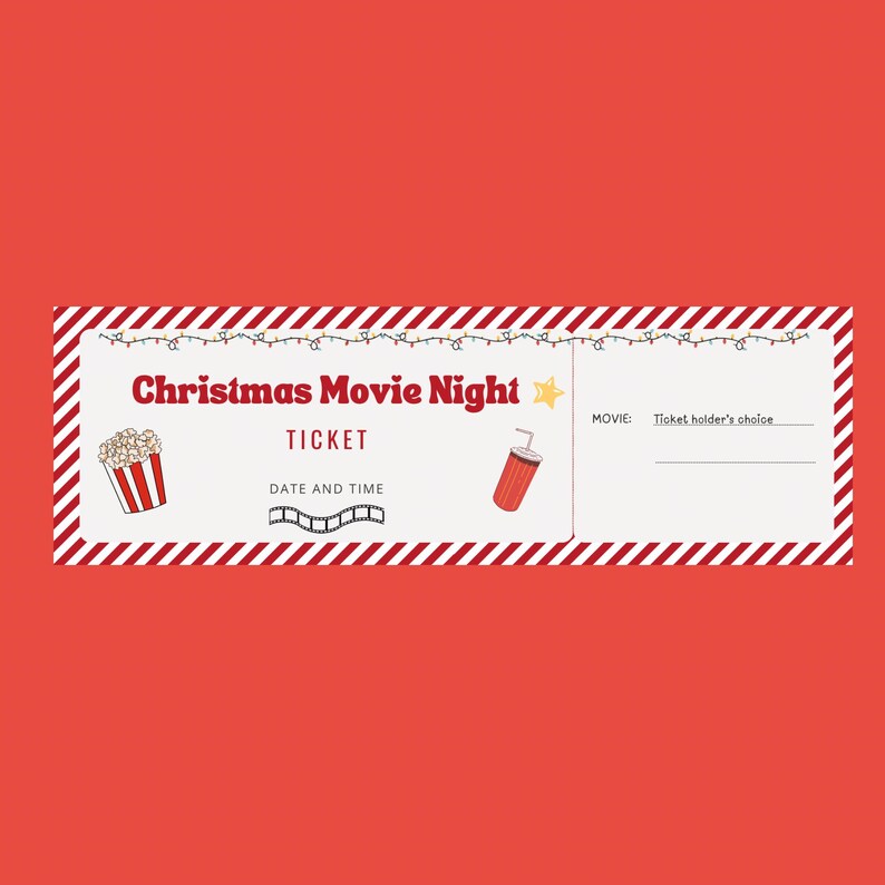 Printable Christmas Movie Ticket, Editable - Etsy