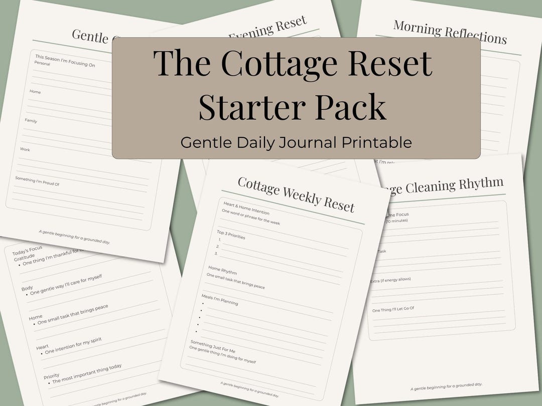 Cottage Reset Starter Pack | Calm Living Planner Set | Gentle Home ...