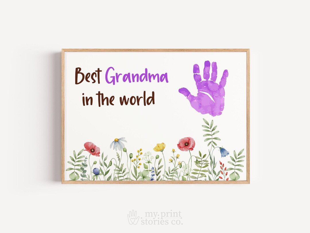 Best Grandma Handprint Art Printable, Mothers Day Gift From Grandkids ...