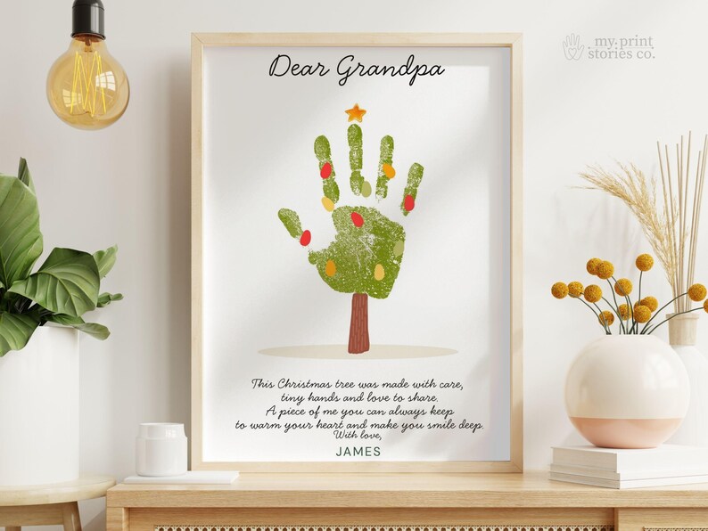 Dear Grandpa Christmas Handprint Art | Personalized Holiday Keepsake ...
