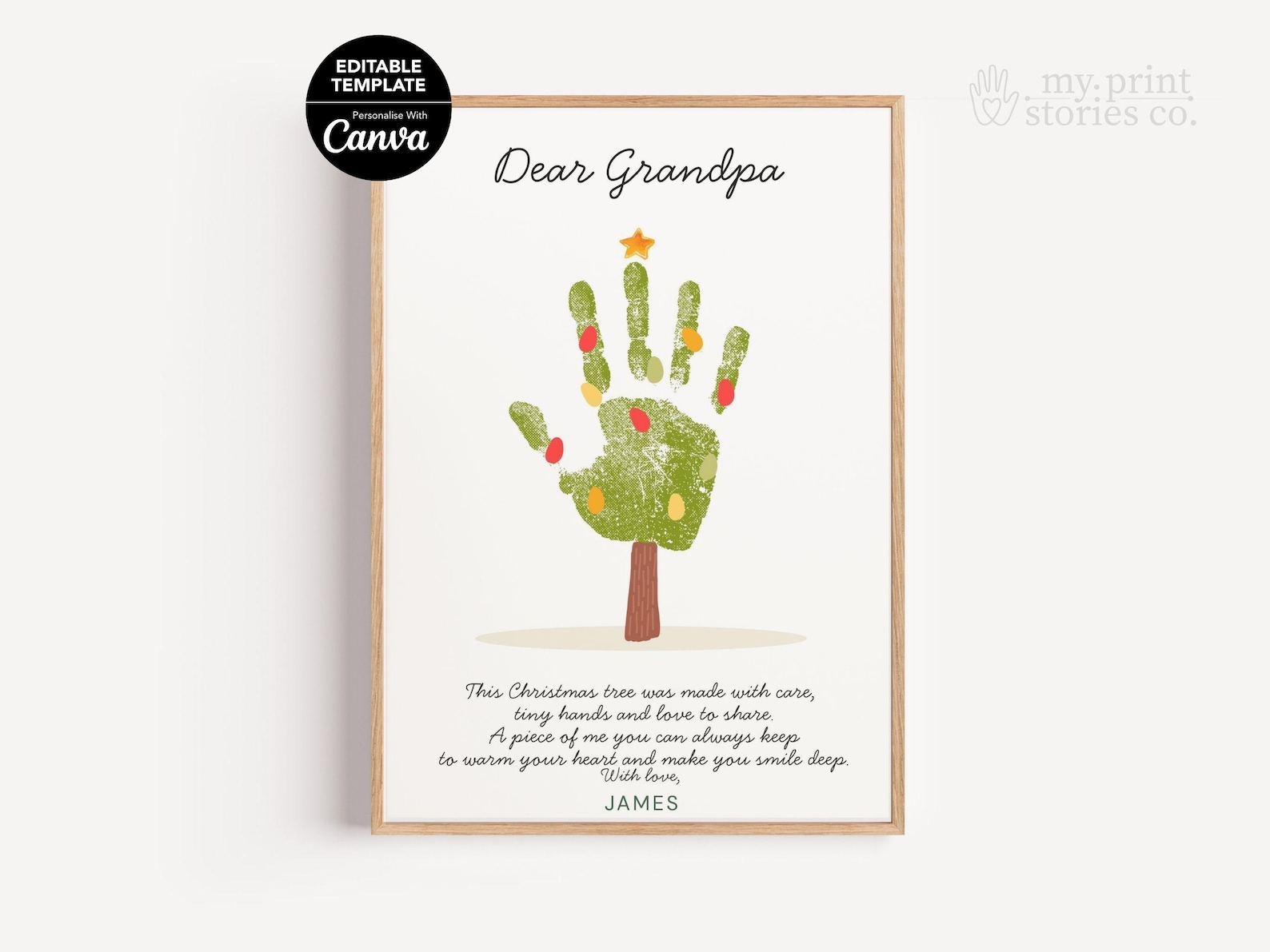 Dear Grandpa Christmas Handprint Art | Personalized Holiday Keepsake ...