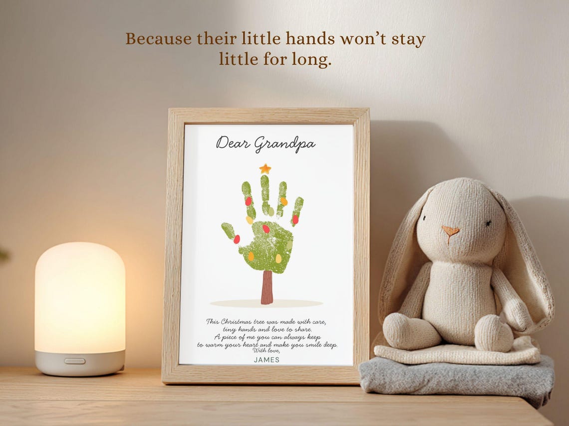 Dear Grandpa Christmas Handprint Art | Personalized Holiday Keepsake ...