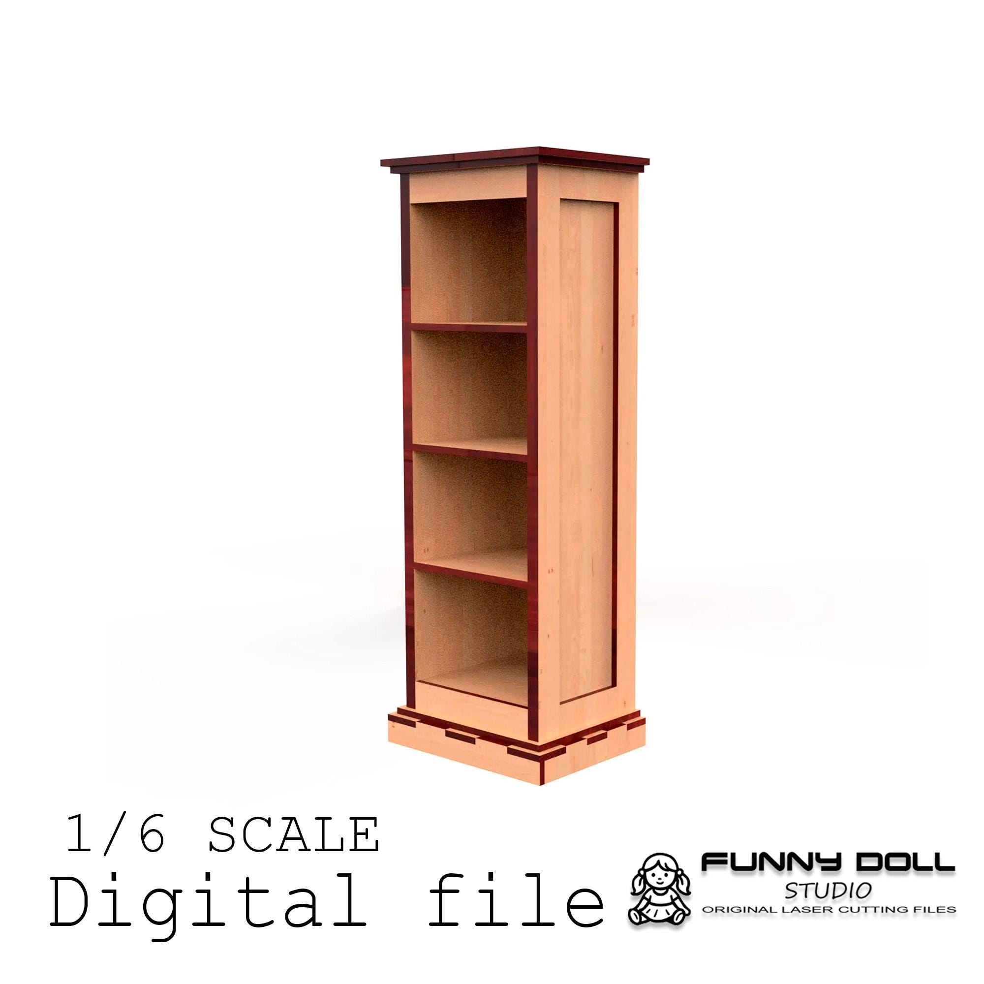 Miniature Bookcase 1:6 Scale Laser Cut File (3mm Material, 1/8 Inch ...