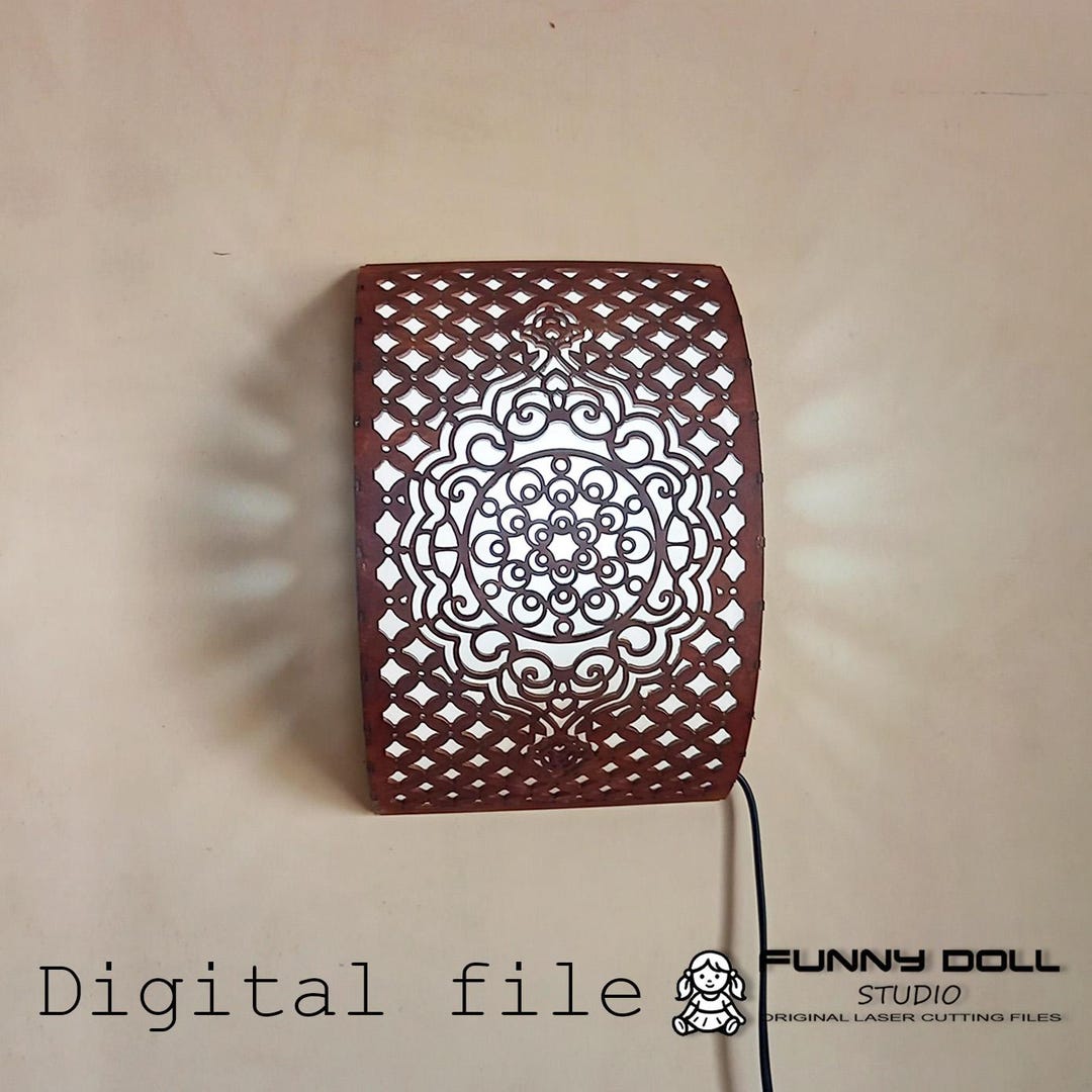 Wall Sconce Laser Cut , Decorative Lamp SVG File, Elegant Shadow ...