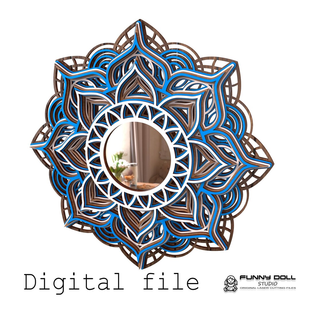 Mirror Mandala Wall Art Laser Cut File, Wooden Boho Home Decor, Round ...