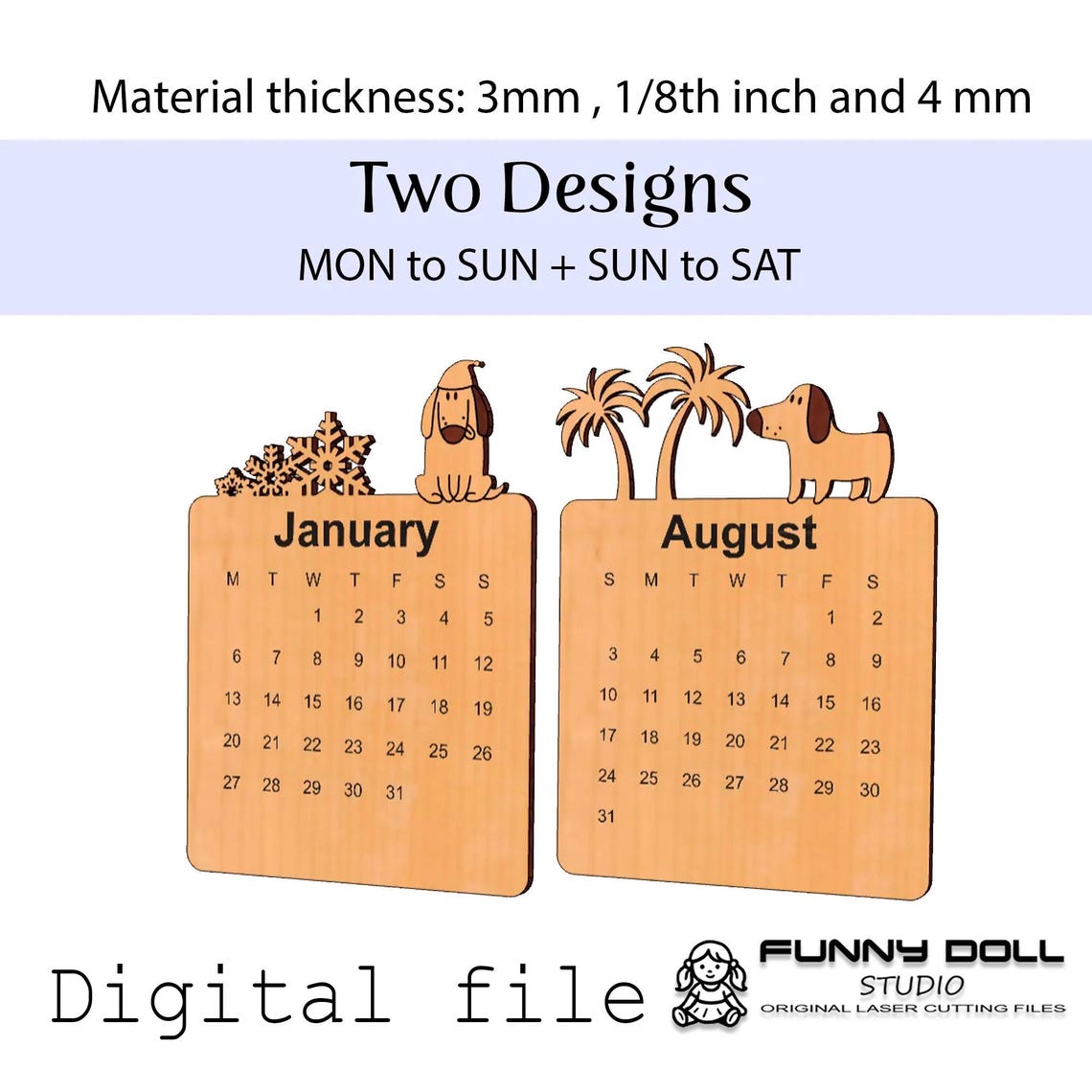 Layered Calendar 2026 With Stand Bundle SVG, 3D Calendar With Cute Dogs ...