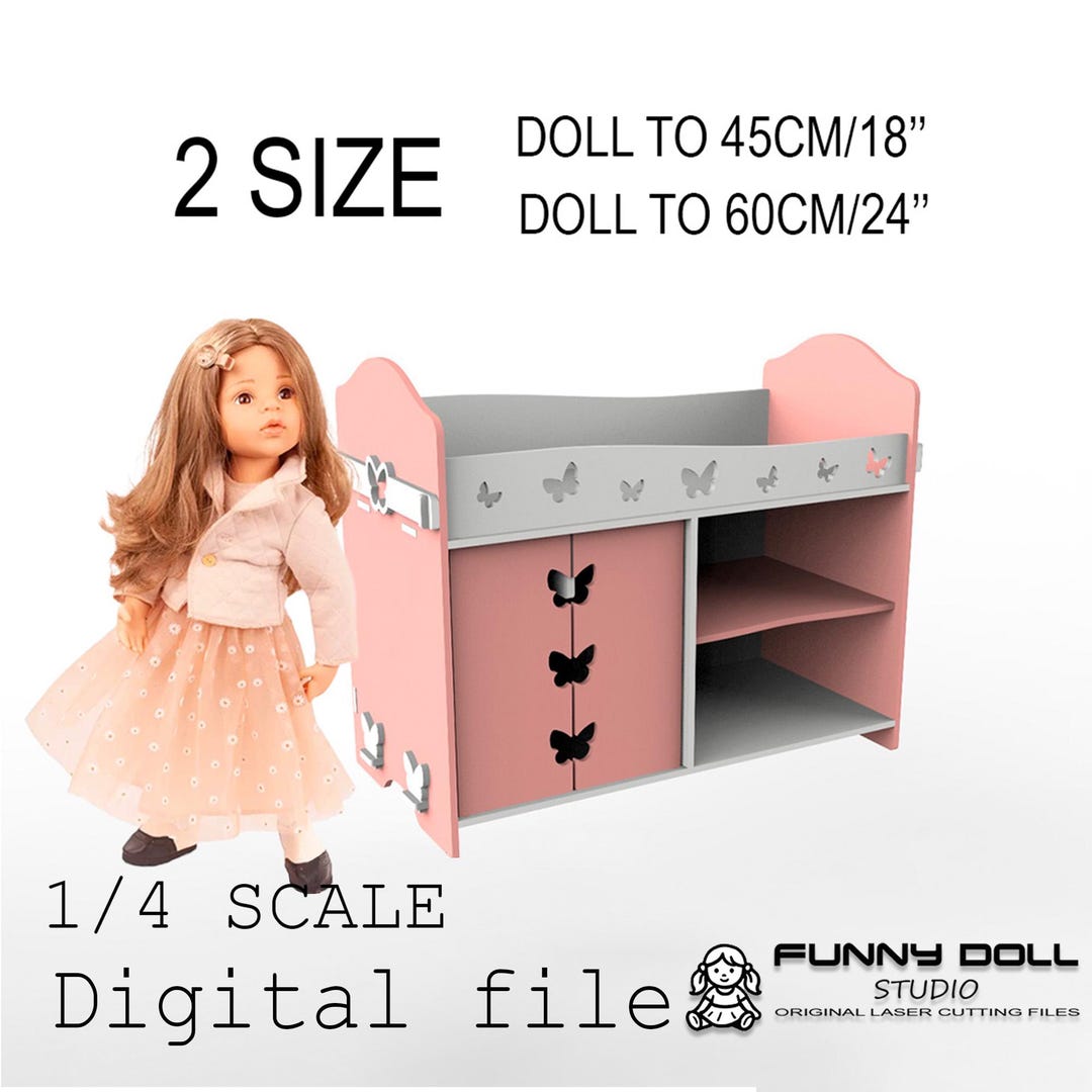 1:4 Scale Doll Wardrobe Bed – Laser Cut SVG File, Dollhouse Furniture ...