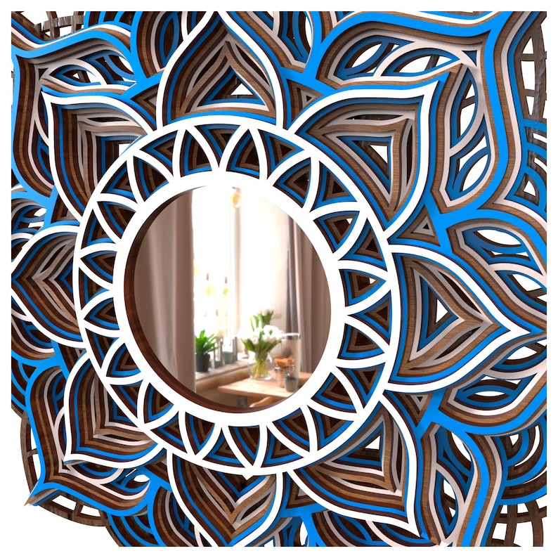 Mirror Mandala Wall Art Laser Cut File, Wooden Boho Home Decor, Round ...