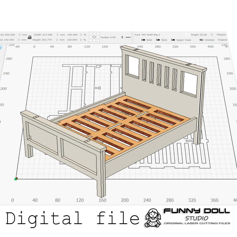 Doll Bed SVG, IKEA Style Miniature Bed for 1:12 Dollhouse, Laser Cut ...