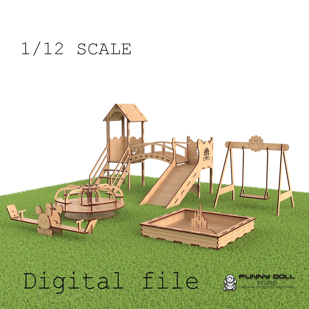 Miniature Playground Set Digital File, Complete 1:12 Scale Play Area ...