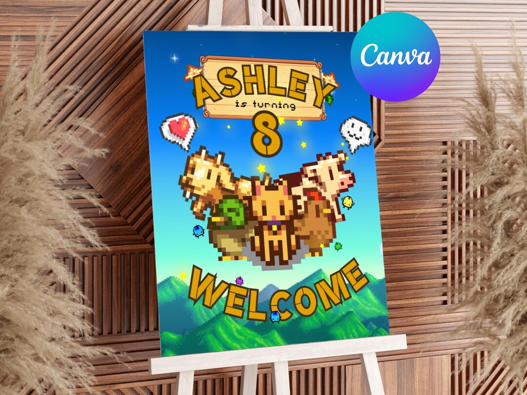 Stardew Valley Poster, Stardew Valley Welcome Sign, Video Game Birthday ...
