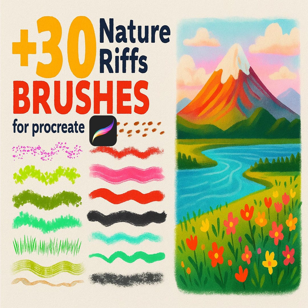 Procreate Landscape Foliage Brushes — Grass, Leaves, Flower Scatter ...