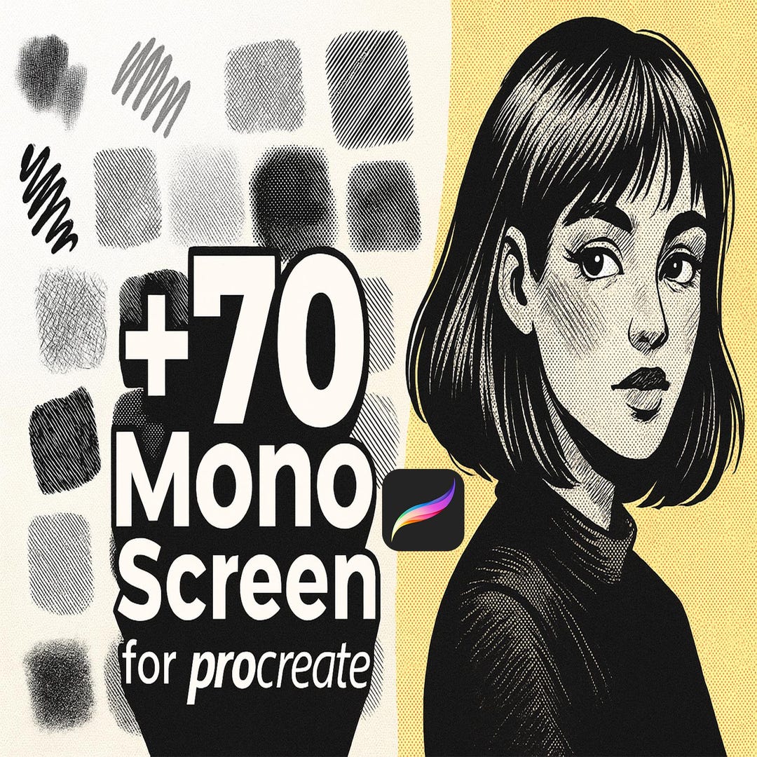 Procreate Halftone Brushes, Hatching Brush Set, Procreate Crosshatch ...