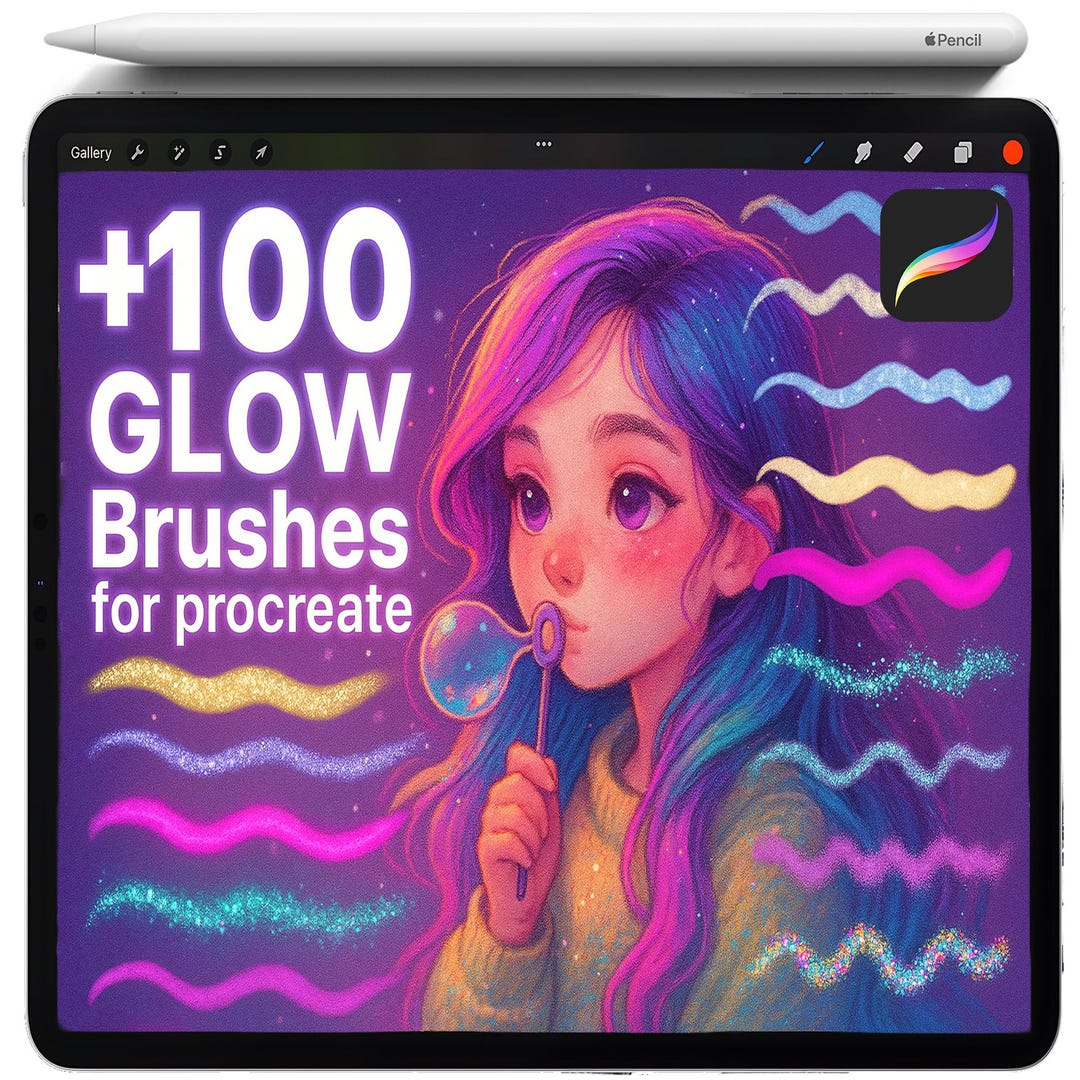 Glitter Procreate Brushes, Procreate Shiny Metallic Brush, Metallic ...
