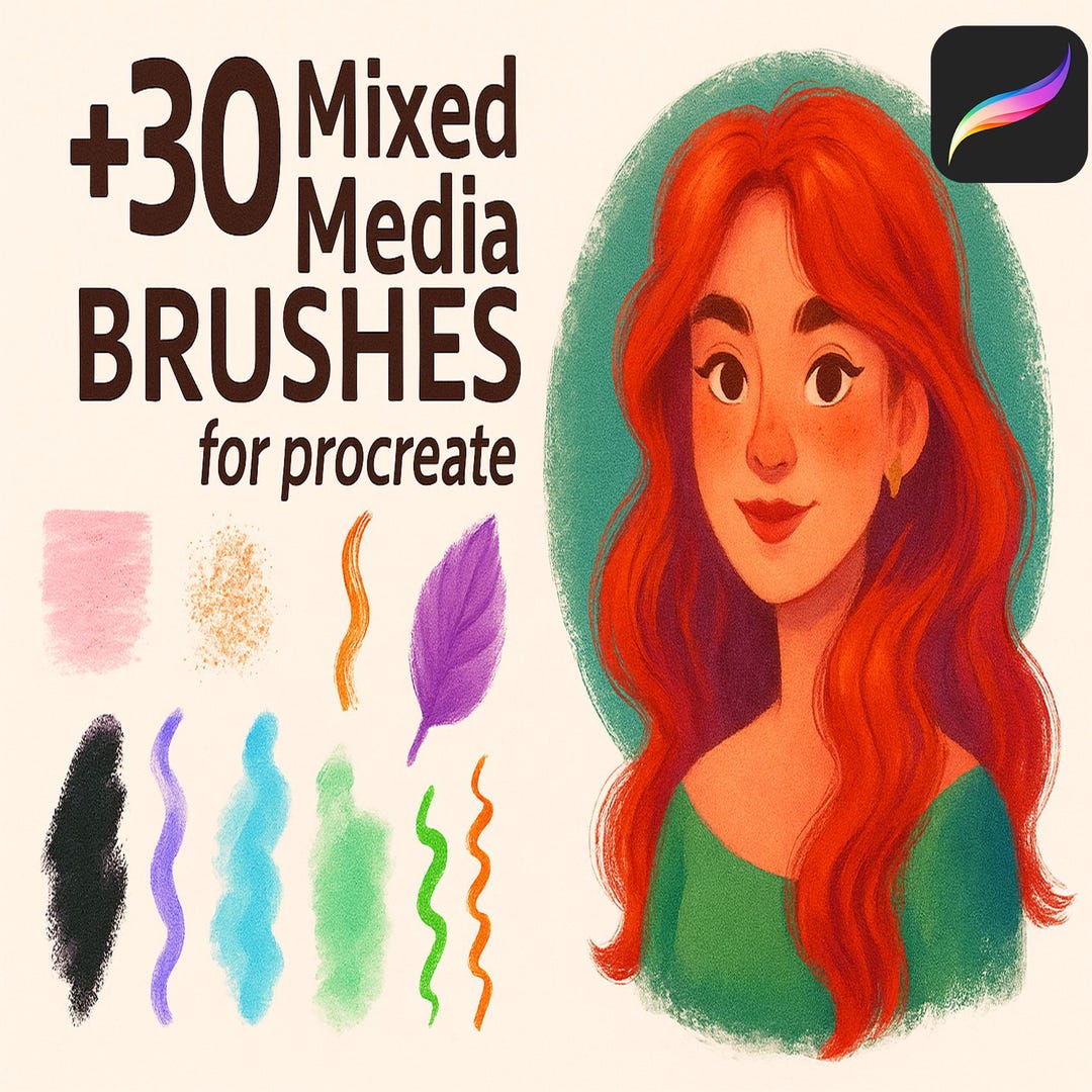 Procreate Ink Brush Set, Procreate Watercolor Washes, Procreate ...