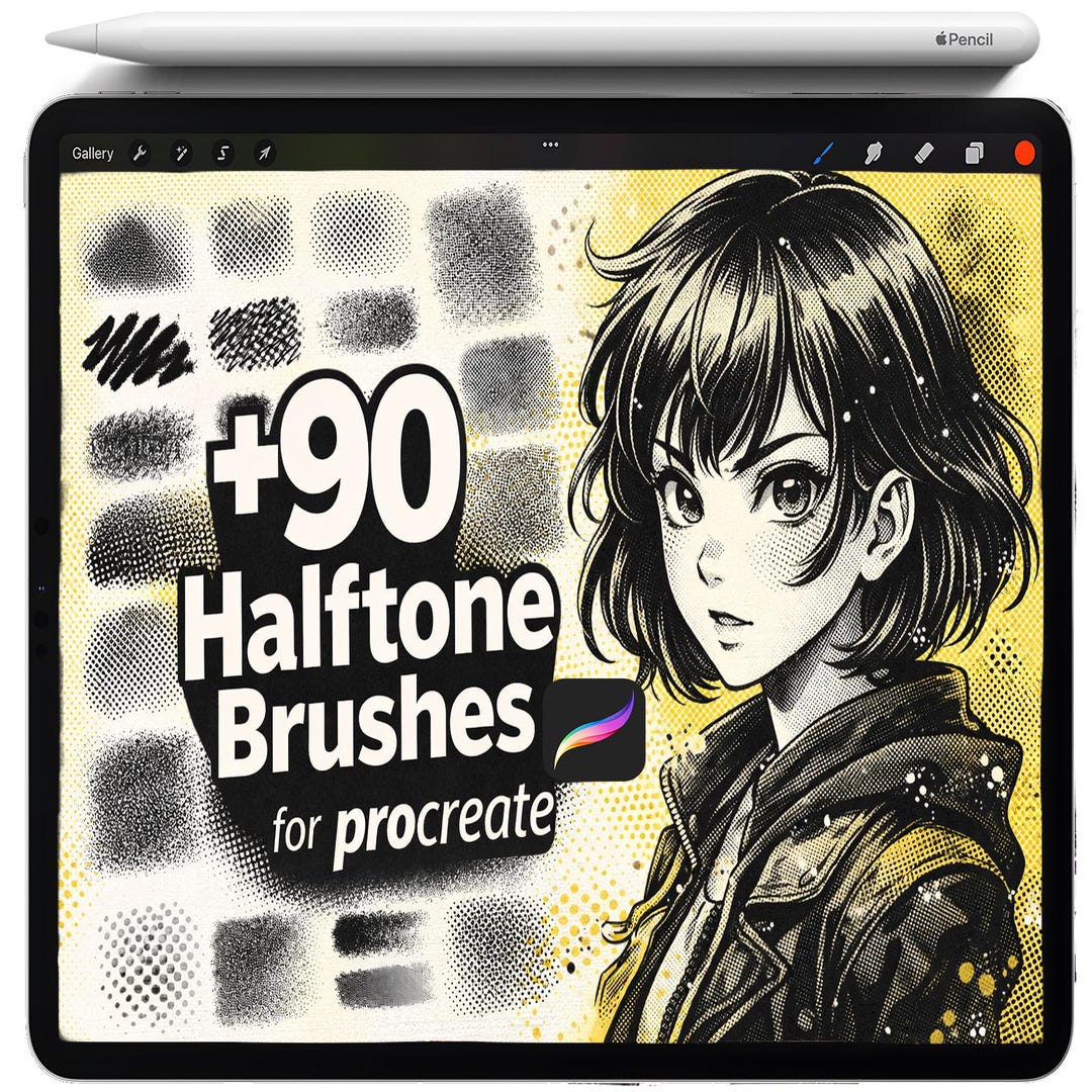 Procreate Halftone Brushes, Crosshatch Brush Set, Procreate Line Art ...