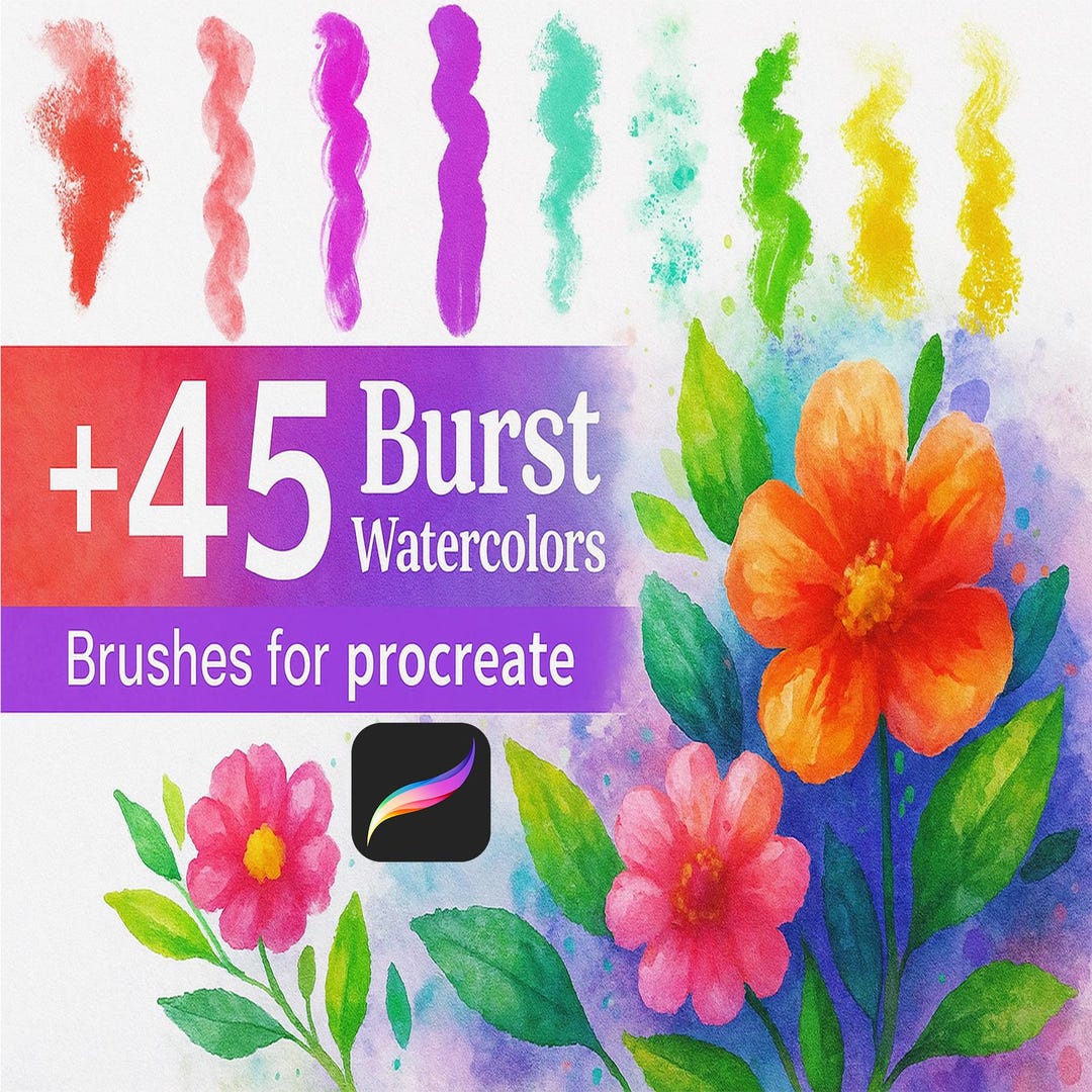 Procreate Watercolor Brushes, Wash Brush Set, Watercolor Splatter ...