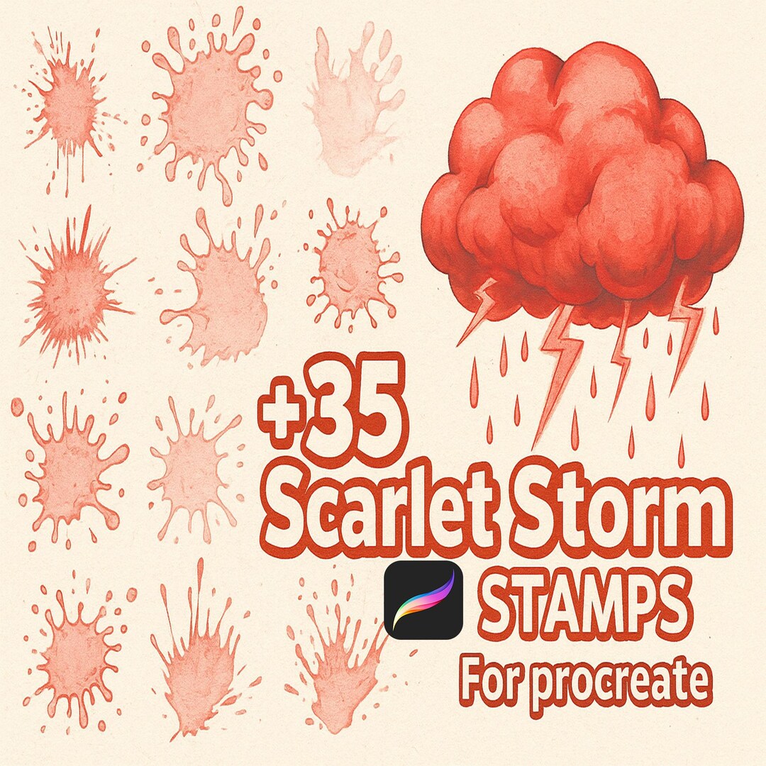 Procreate Blood Splatter and Dripping Stain Stamp Set With Handprints ...