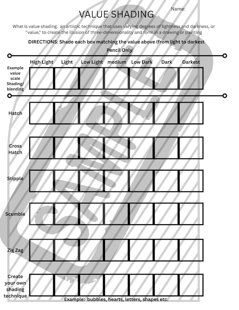 Value Shading Worksheet | Pencil Drawing Practice - Etsy