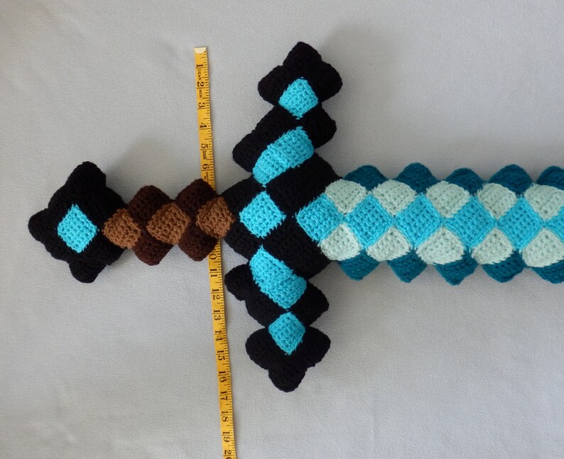 Made to order Hand crocheted Similiar Minecraft Diamond Sword | Etsy