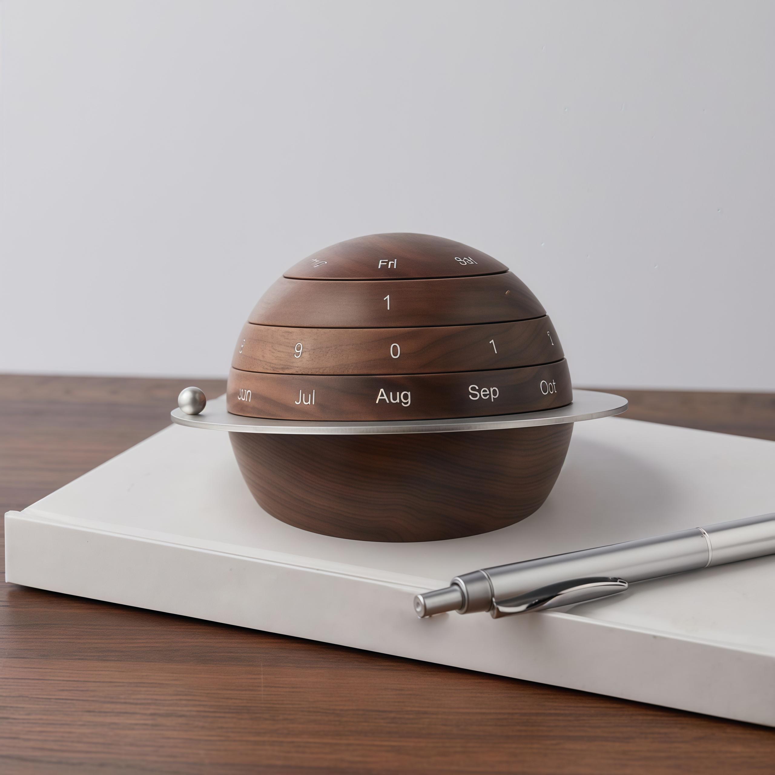 Wooden Planet Perpetual Calendar, Walnut Home Office Decor, Engraved ...